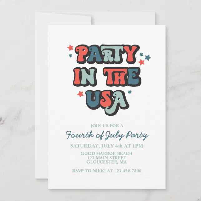 Retro July 4th Party in the USA Invitation | Zazzle
