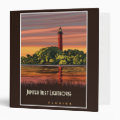 Retro Jupiter Lighthouse Travel Poster Scrapbook 3 Ring Binder | Zazzle