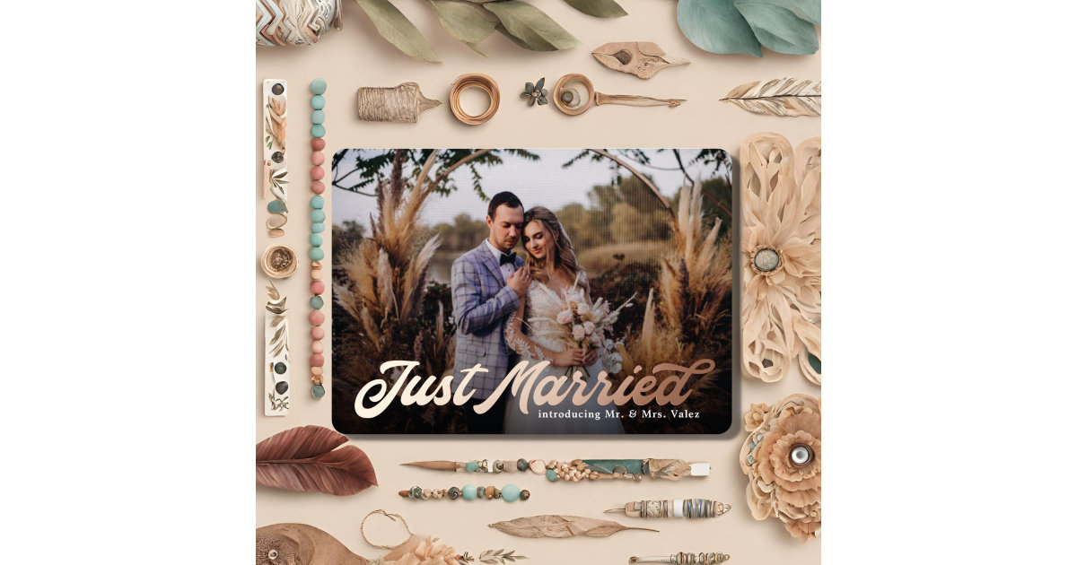 Retro Just Married Announcement Real Foil Headline | Zazzle