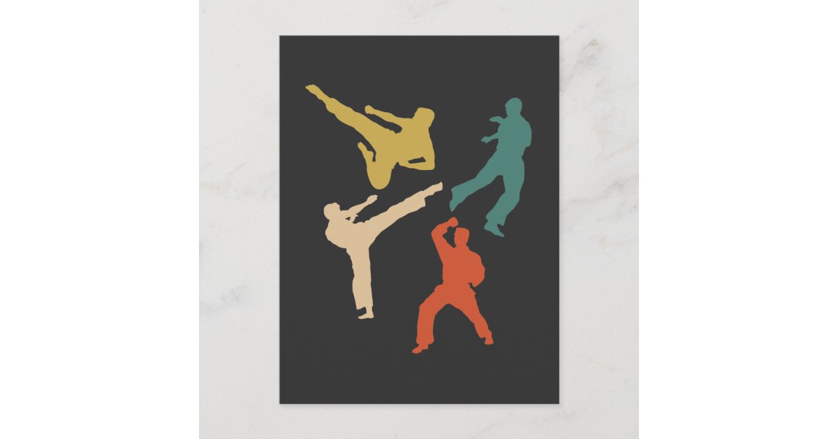 Retro Karate Fighter Kicks Martial Arts Postcard | Zazzle