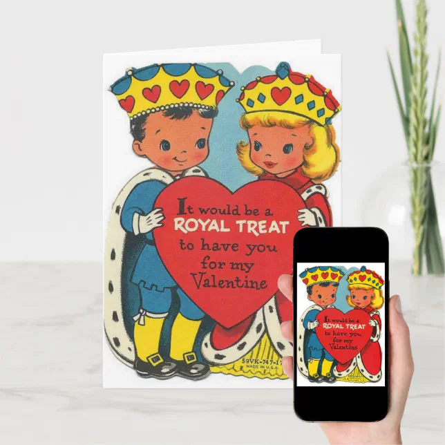 Retro King And Queen Royal Valentine's Day Card | Zazzle