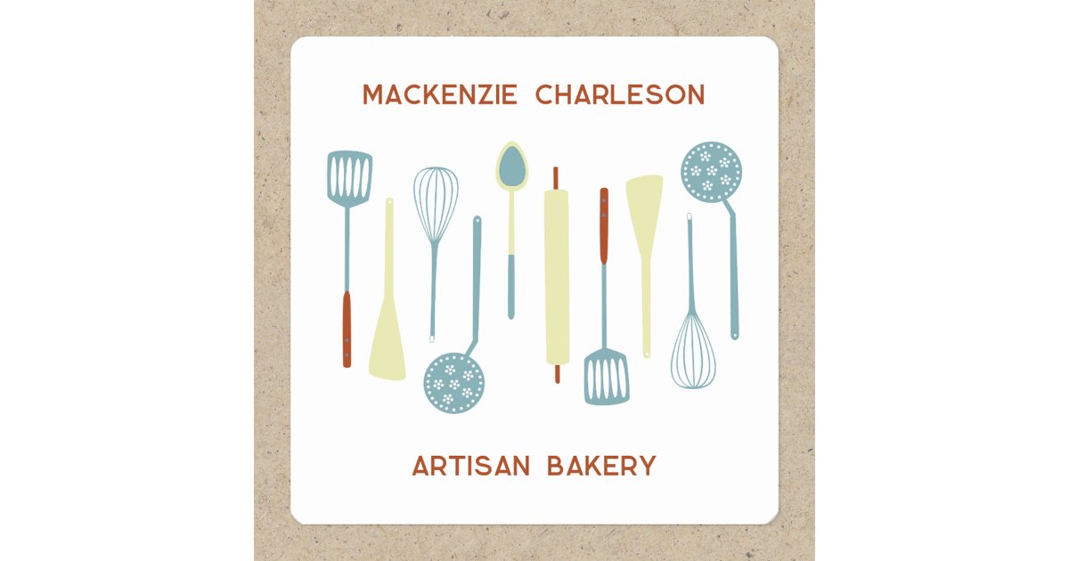 Retro Kitchen Bakery Cafe Catering Square Sticker | Zazzle