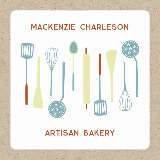 Retro Kitchen Bakery Cafe Catering Square Sticker | Zazzle