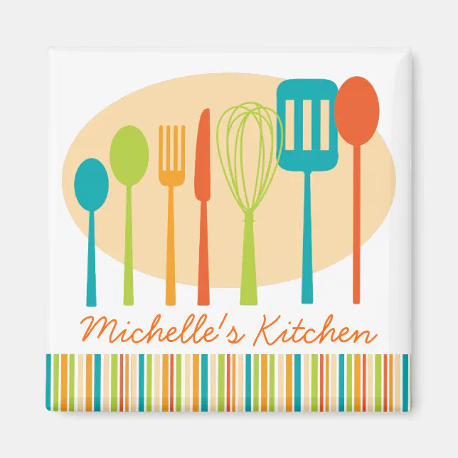 Retro Kitchen Cooking Utensils Personalized Magnet | Zazzle