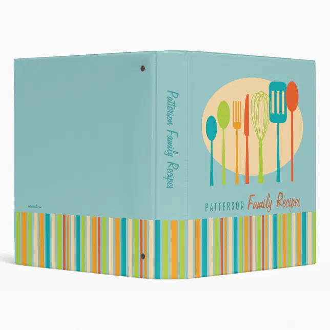 Retro Kitchen Cooking Utensils Recipe Binder | Zazzle