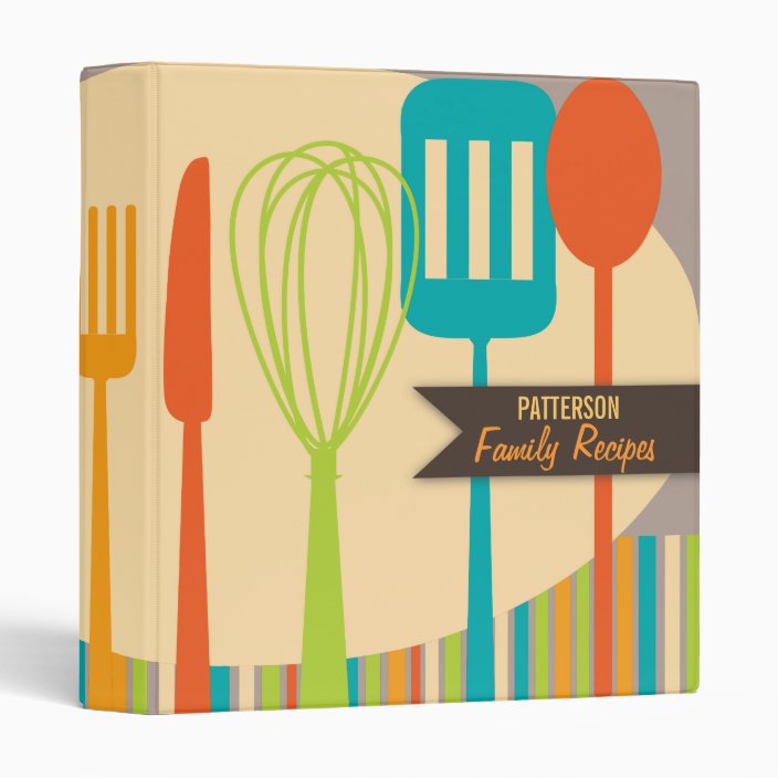 Retro Kitchen Cooking Utensils Recipe Binder | Zazzle.com