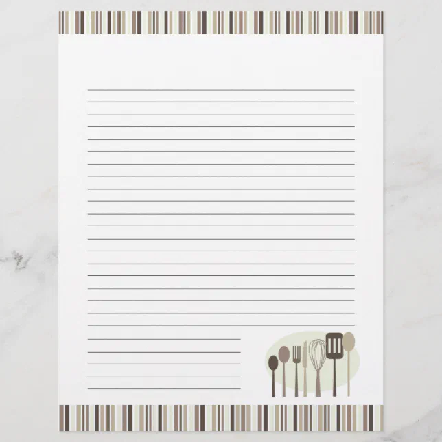 Retro Kitchen Cooking Utensils Recipe Pages | Zazzle