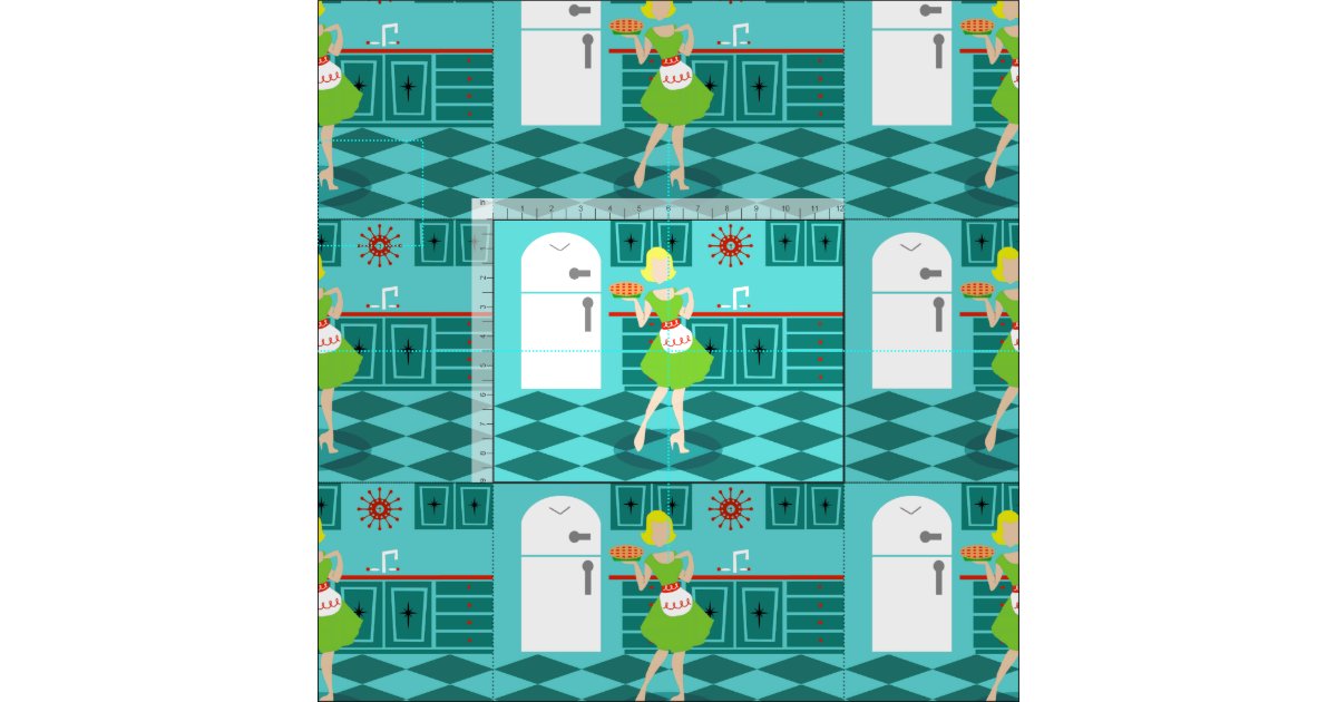Retro Kitchen Fabric | Zazzle