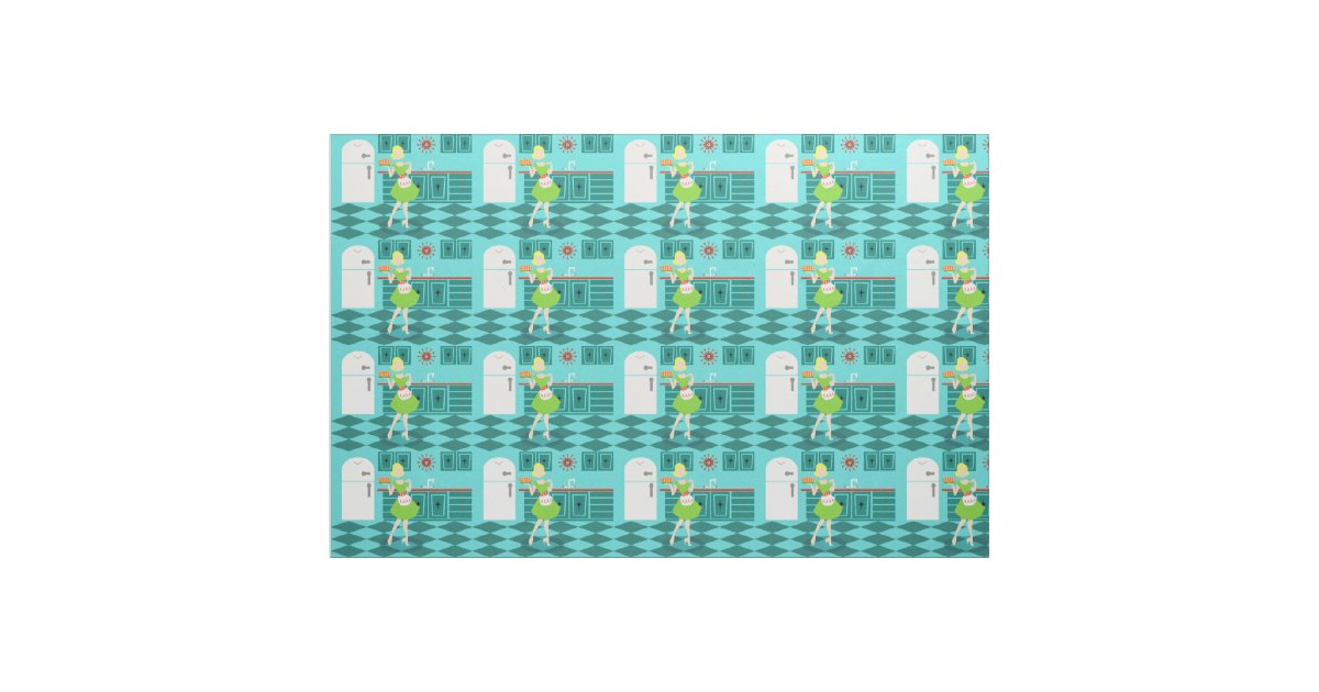 Retro Kitchen Fabric | Zazzle