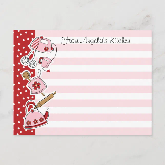 Retro Kitchen Recipe Postcard | Zazzle