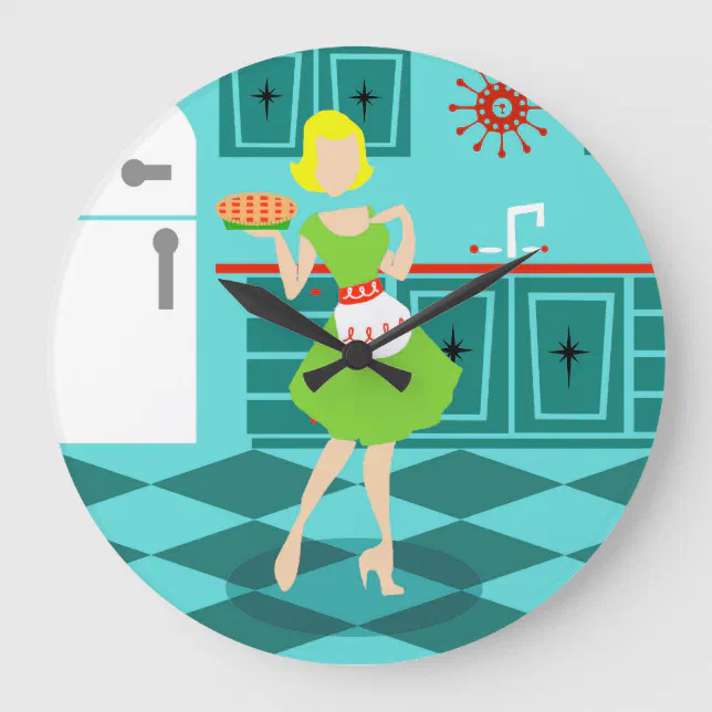Retro Kitchen Round Acrylic Wall Clock | Zazzle