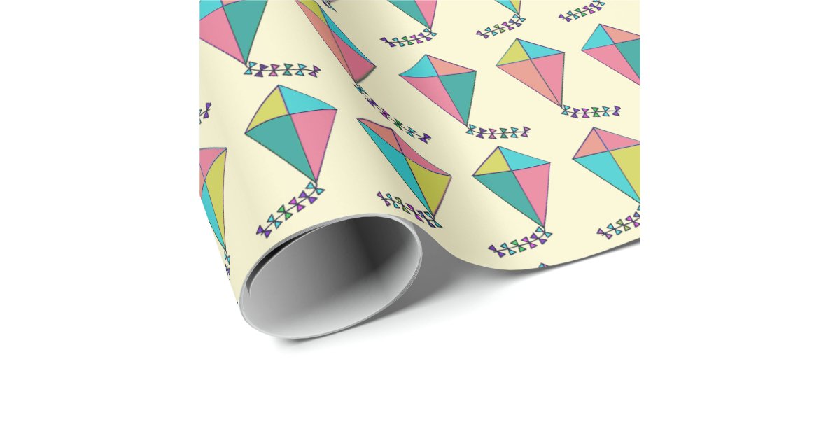 Retro Kite Pattern Wrapping Paper | Zazzle