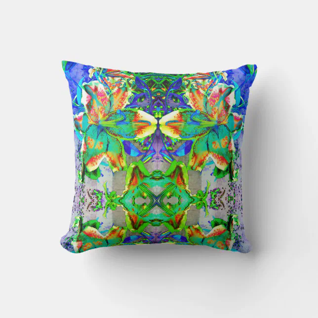 Retro kiwi Lily Mandala Throw Pillow | Zazzle