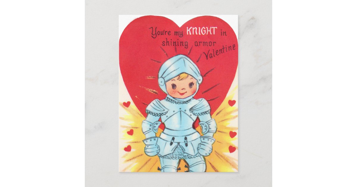 Retro Knight Valentine Holiday Postcard | Zazzle