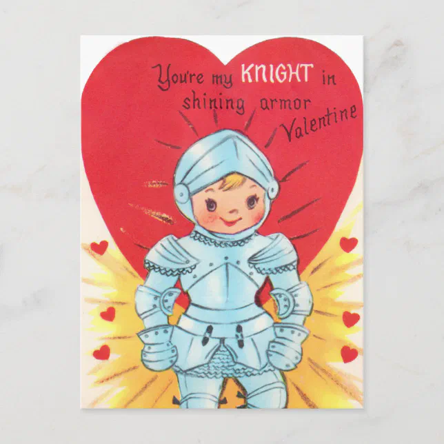 Retro Knight Valentine Holiday Postcard | Zazzle