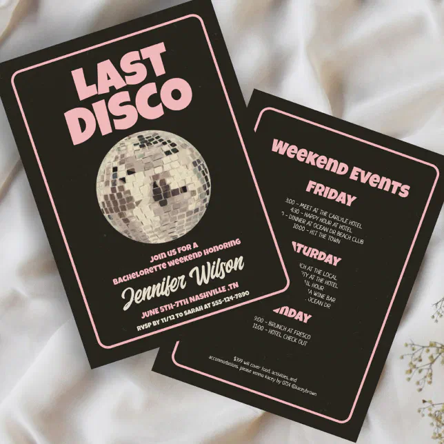 Retro Last Disco Bachelorette Weekend Invitation | Zazzle