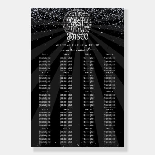 Retro Last Disco Wedding Welcome + Seating Chart Foam Board | Zazzle