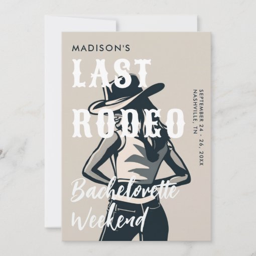 Retro Last Rodeo Ink Sketch Itinerary Bachelorette Invitation | Zazzle
