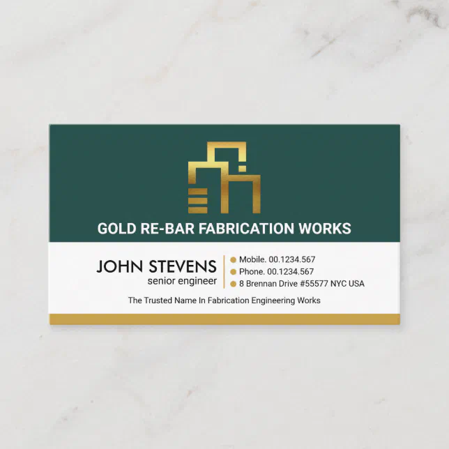 Retro Layers Gold Rebar Building Engineering Business Card | Zazzle