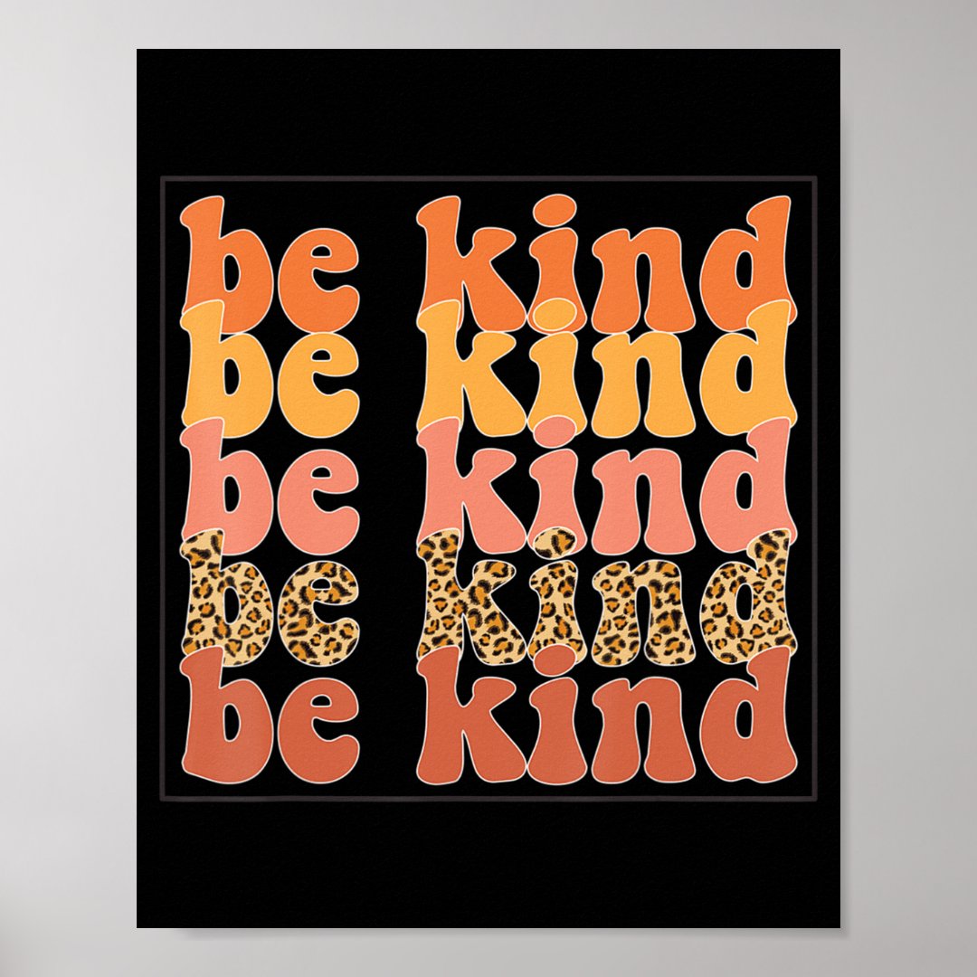 Retro Leopard Be Kind Vintage World Kindness Day Poster | Zazzle