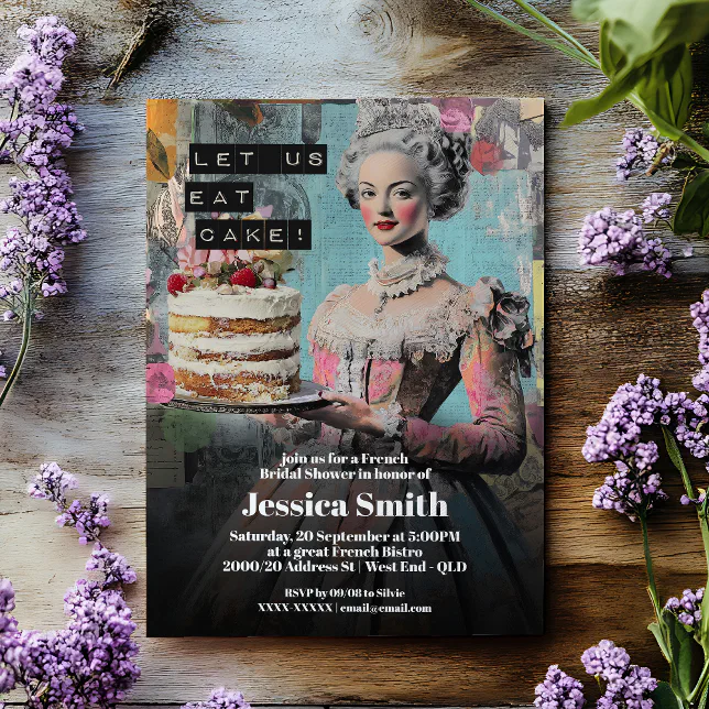 Retro Let Us Eat Cake - French Bridal Shower Invitation | Zazzle