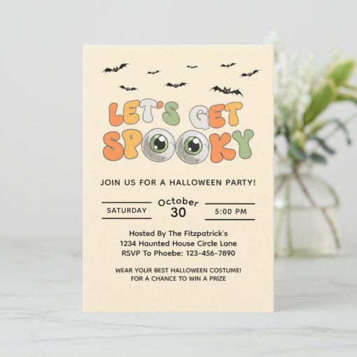 Retro Lets Get Spooky Costume Halloween Party Invitation | Zazzle