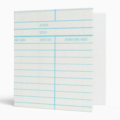 Retro Library Book Date Due Card 3 Ring Binder | Zazzle