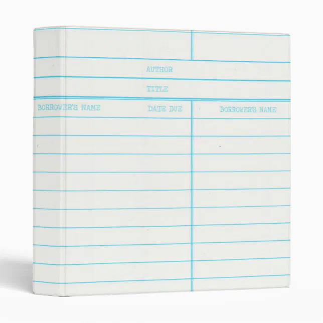 Retro Library Book Date Due Card 3 Ring Binder | Zazzle