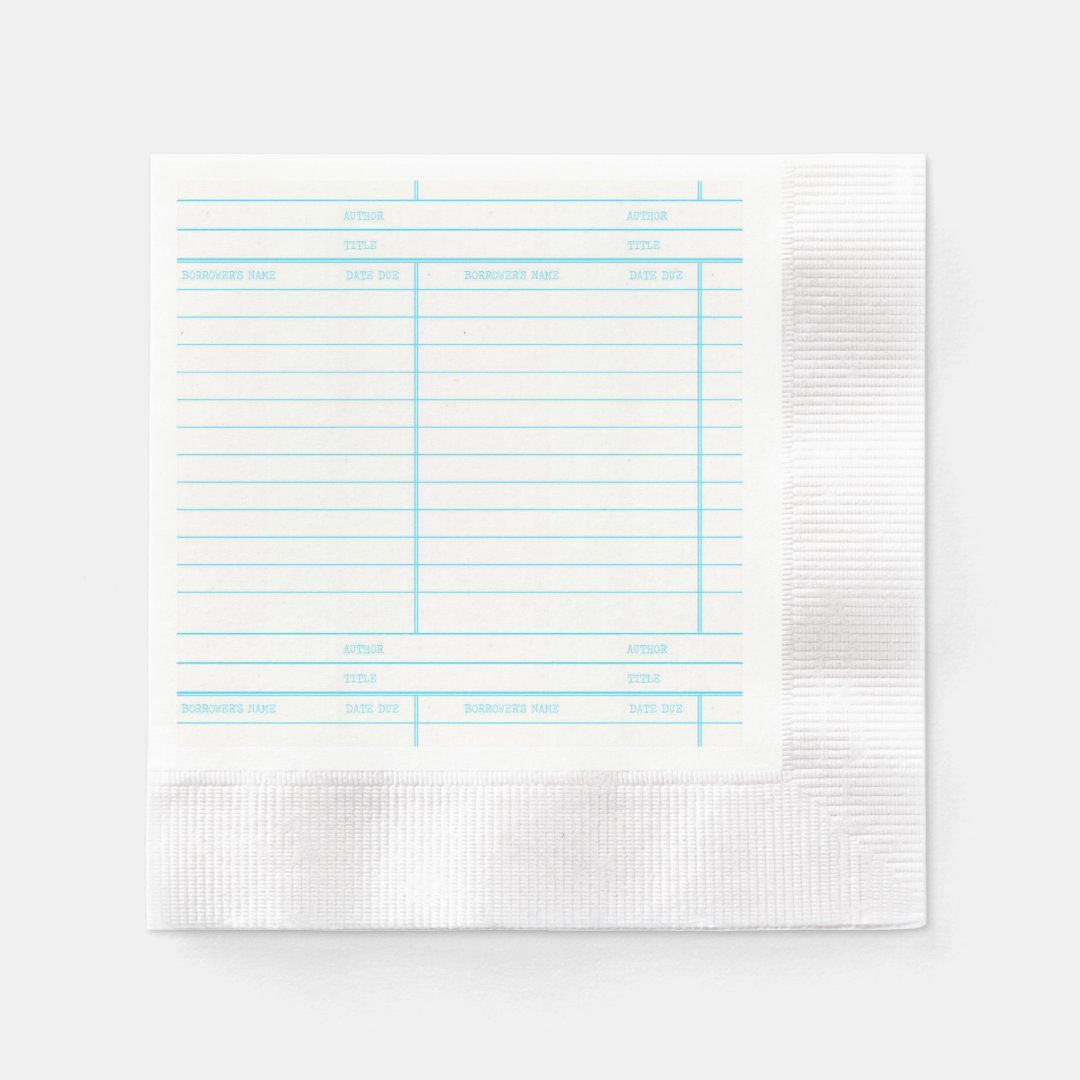 Retro Library Book Date Due Card Napkins | Zazzle