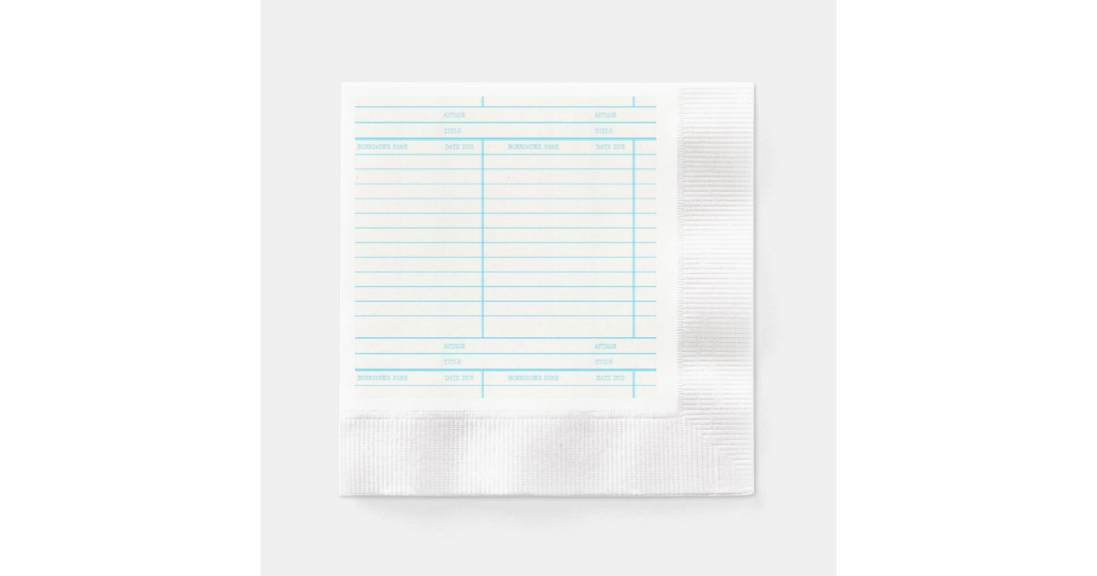 Retro Library Book Date Due Card Napkins | Zazzle