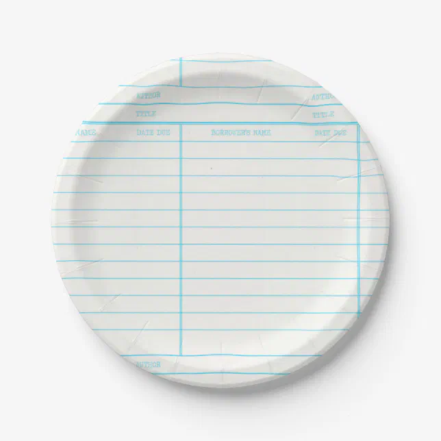 Retro Library Book Date Due Card Paper Plates | Zazzle