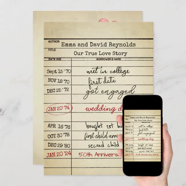 Retro Library Card 50th Anniversary | Zazzle