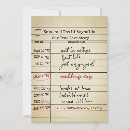 Retro Library Card 50th Anniversary | Zazzle