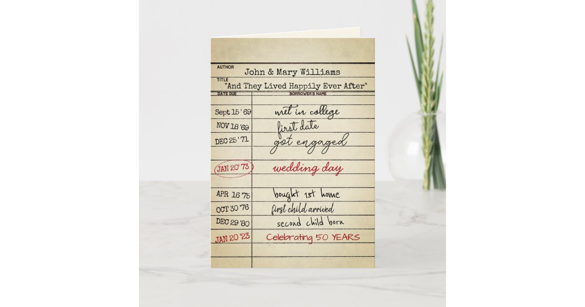 Retro Library Card 50th Anniversary | Zazzle