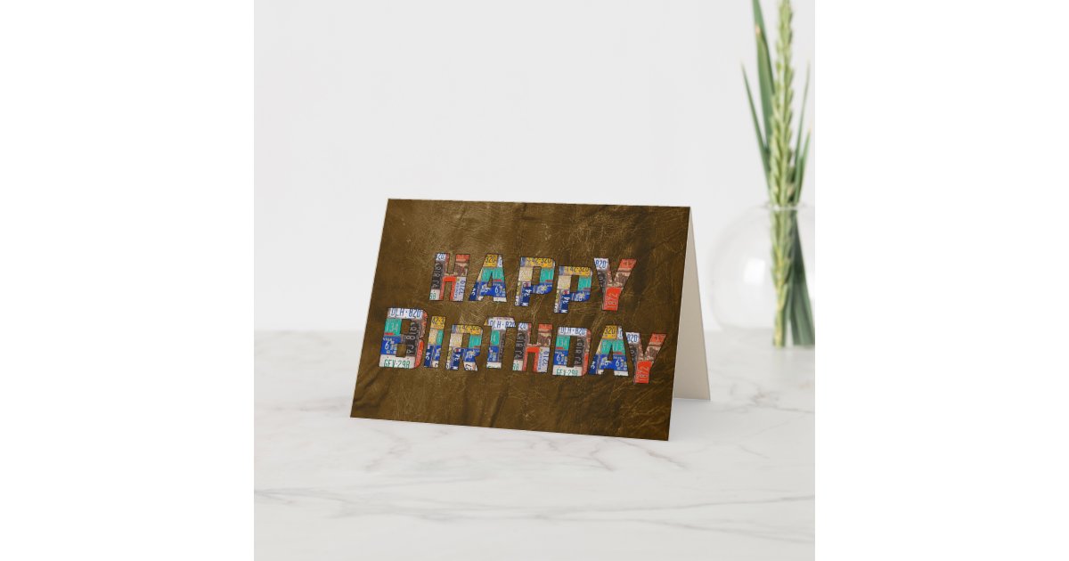 retro license plate birthday card | Zazzle