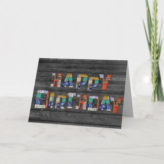 retro license plate birthday card | Zazzle