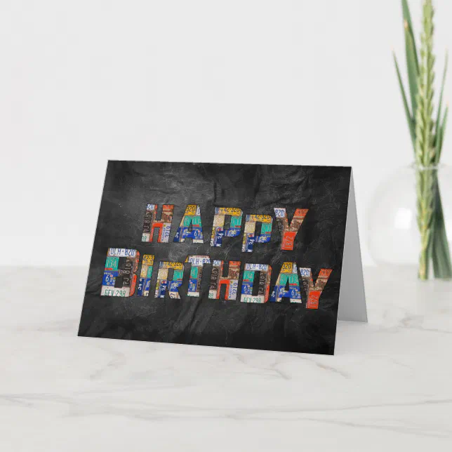 retro license plate birthday card | Zazzle