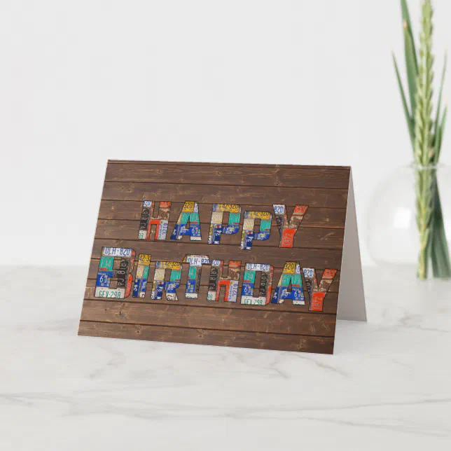 retro license plate birthday card | Zazzle