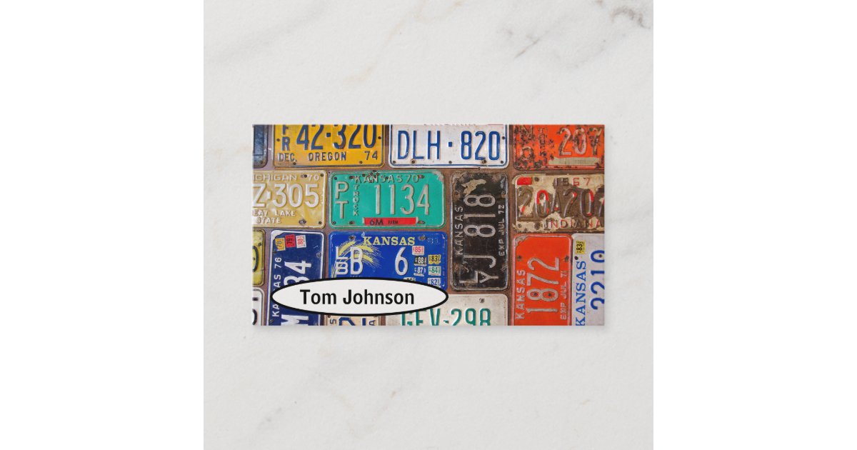 Retro License Plate collection Business Card | Zazzle