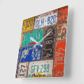 Retro License Plate Collection Square Wall Clock | Zazzle