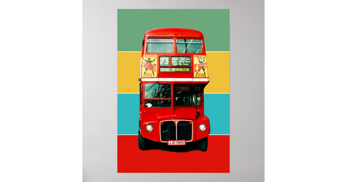 Retro London Bus Bands of Color Poster | Zazzle
