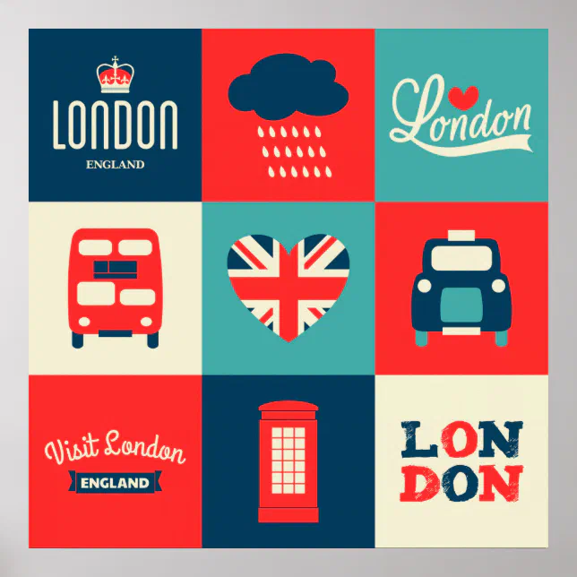 Retro London Collage Poster | Zazzle