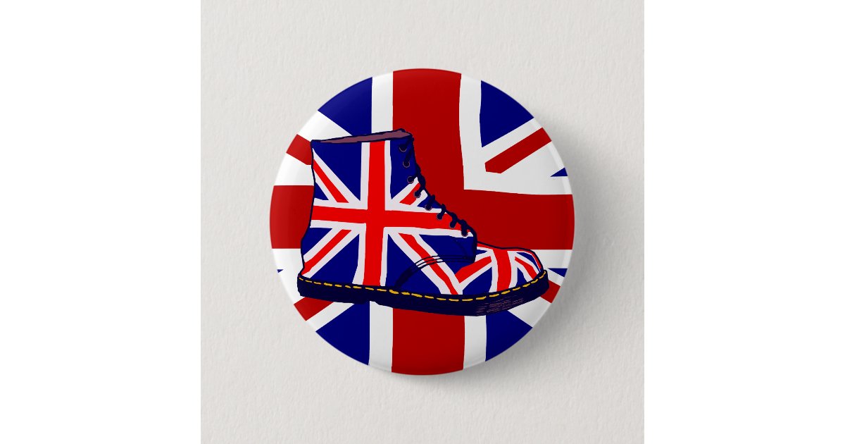 Retro look british boot pop art UJ Button | Zazzle