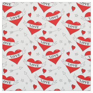 Hearts Valentine Pattern Fabric | Zazzle