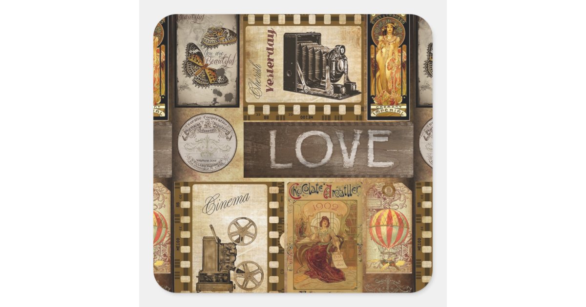 Retro Love Vintage Graphics Stickers | Zazzle