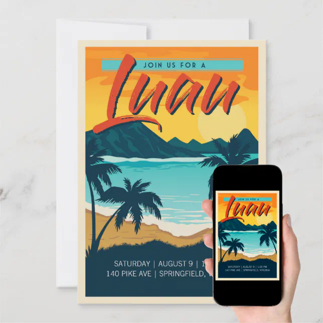 Retro Luau Party Invite | Zazzle