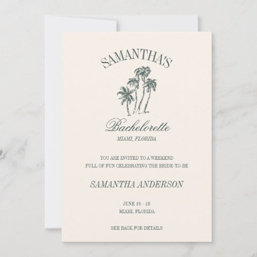 Retro Luxe Beach Bachelorette Logo Girls Trip Invitation | Zazzle