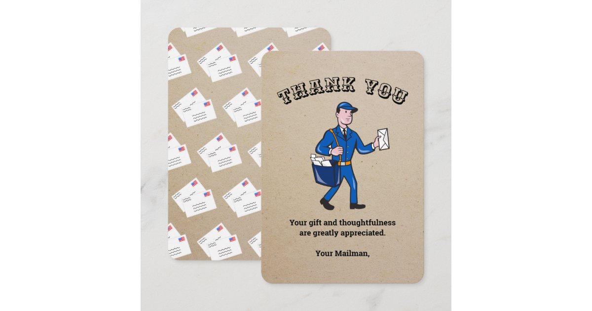 Retro Mailman Personalized Thank You Card | Zazzle