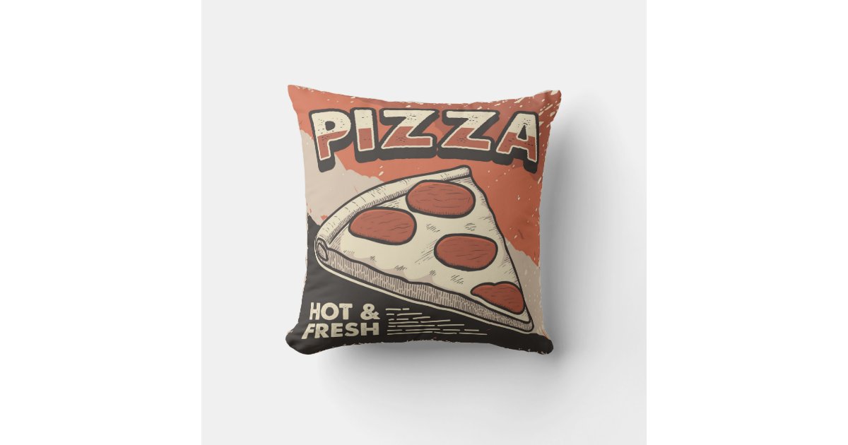 Retro Man Cave Classic Vintage Hot Pizza Throw Pi Throw Pillow | Zazzle