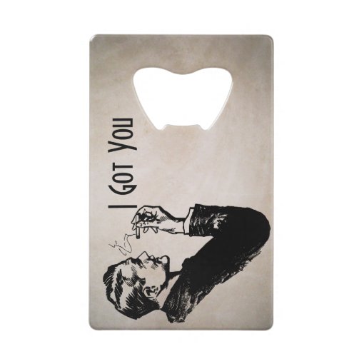 Retro Man Smoking Credit Card Bottle Opener | Zazzle